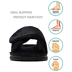 SOLLBEAM Fuzzy House Slippers With Arch Support Orthotic Heel Cup Sandals For Women