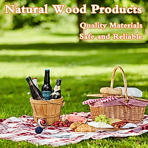 ZILAMGOO 2 Pack Round Wooden Baskets with Handles, Wooden Fruit Bucket, Bushel Baskets for Fruit and Vegetables, Decorating for Party, Birthdays, Holiday