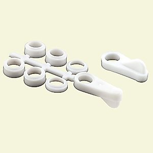 Prime-Line L 5924 Universal Screen Clips, Flush To 7/16 inches, Plastic Construction, White In Color, Stackable Height-Adjustment Rings, Pack of 4