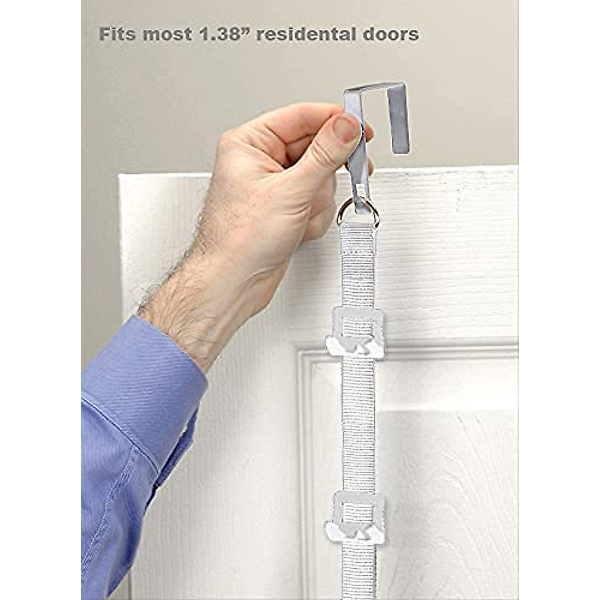 Cap Rack FAV | Hat Racks | Hold up to 40 caps | Over Door Organizer | Baseball Hat Organizer | Over Door Hanger | Fitted & Adjustable Caps & Visors | Door Slam Proof | 2 Straps | 20 Adj. Hooks | White