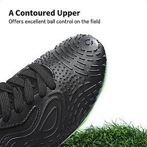 DREAM PAIRS Boys Girls Soccer Cleats Kids Football Shoes for Little/Big Kid,Size 4 Big Kid,Black/Neon Green,SDSO2304K