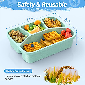 Bento Lunch Box for Kids (4 Pack), 4-Compartment Meal Prep Container with Transparent Cover, Freezer and Dishwasher Safe Food Storage Containers, Reusable Bento Adult Lunch Box for Work School Travel