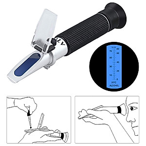 AUTOUTLET Alcohol Refractometer with ATC 0-80% Vinometer Alcohol Tester - Accurately Measure ABV, Alcohol Volume Percent for Spirits, Liquor, Distilled Beverages, and Homebrewing