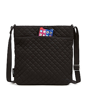 Vera Bradley Women's Cotton Triple Zip Hipster Crossbody Purse, True Black, One Size