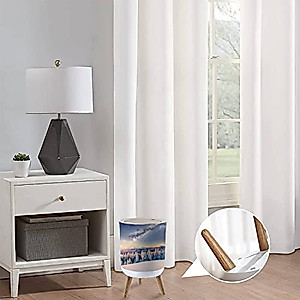 LGCZNWDFHTZ Small Trash Can with Lid for Bathroom Kitchen Office Diaper Sky Winter Snowy Night Carpathians Ukraine Europe Bedroom Garbage Trash Bin Dog Proof Waste Basket Cute Decorative