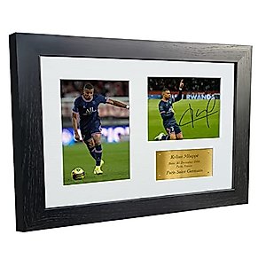 12x8 A4 Kylian Mbappé PSG Paris Saint-Germain Autographed Signed Photo Photograph Picture Frame Football Soccer Poster Gift