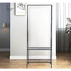 Mivnue Clothes Garment Rack with Shelves, Heavy Duty Clothing Rack for Bedroom, Metal Clothes Rack for Hanger Clothes, Small Clothes Rack Black