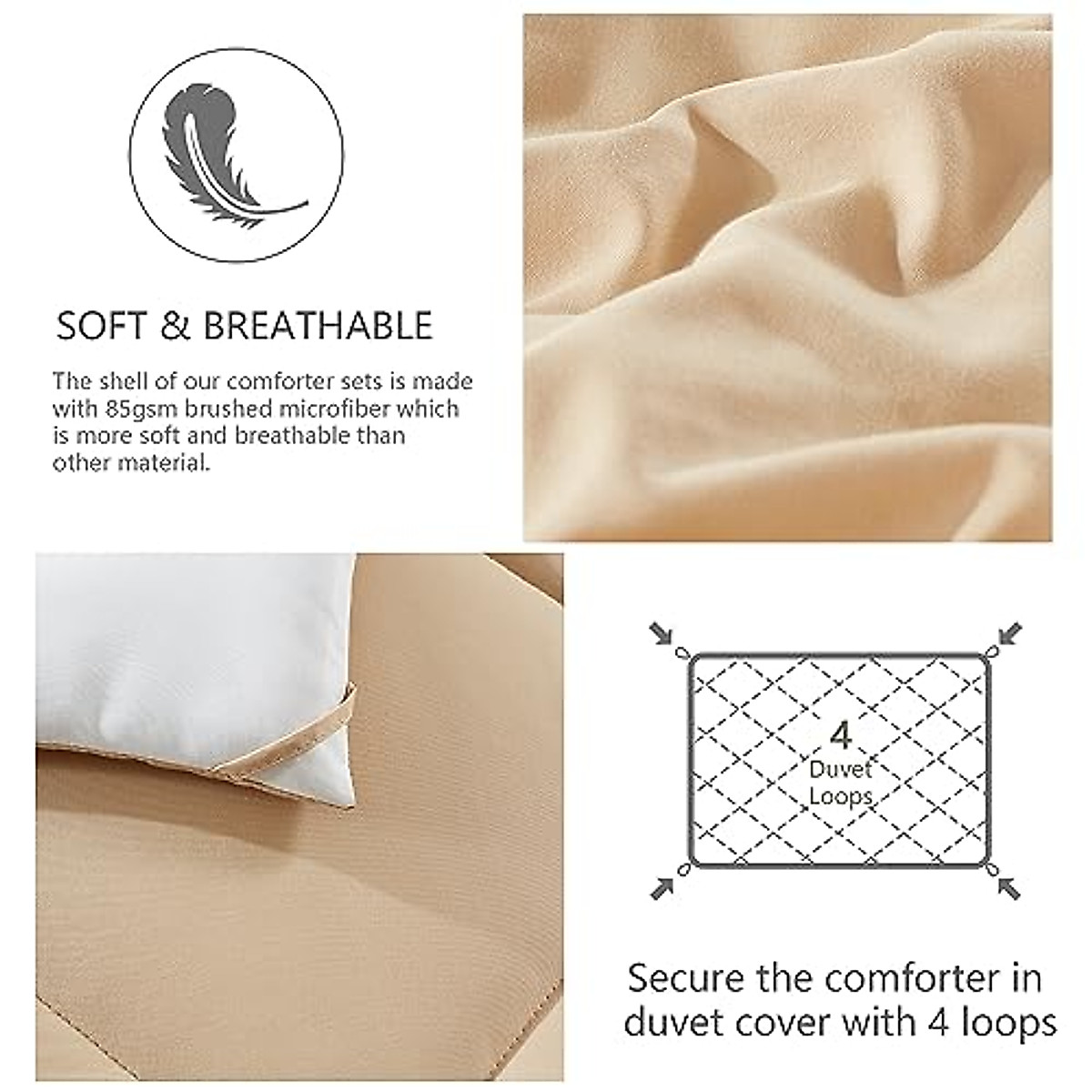 NexHome Twin Comforter Set - Khaki Comforter Twin Size Bedding Set - Soft Down Alternative Comforter Bed Set All Seasons 2 Pieces for Kids Boys Girls- 1 Comforter (68"x88") + 1 Pillow Sham (20"x26")