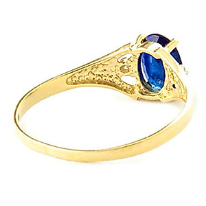 Galaxy Gold GG 14k Yellow Gold Ring with Natural Diamonds and Sapphire - Size 6
