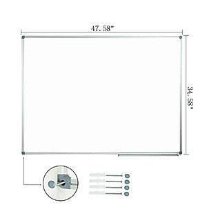 JILoffice Magnetic Dry Erase Board/Whiteboard, White Board 48 x 36 Inch, Silver Aluminum Frame Wall Mounted Board for Office Home and School