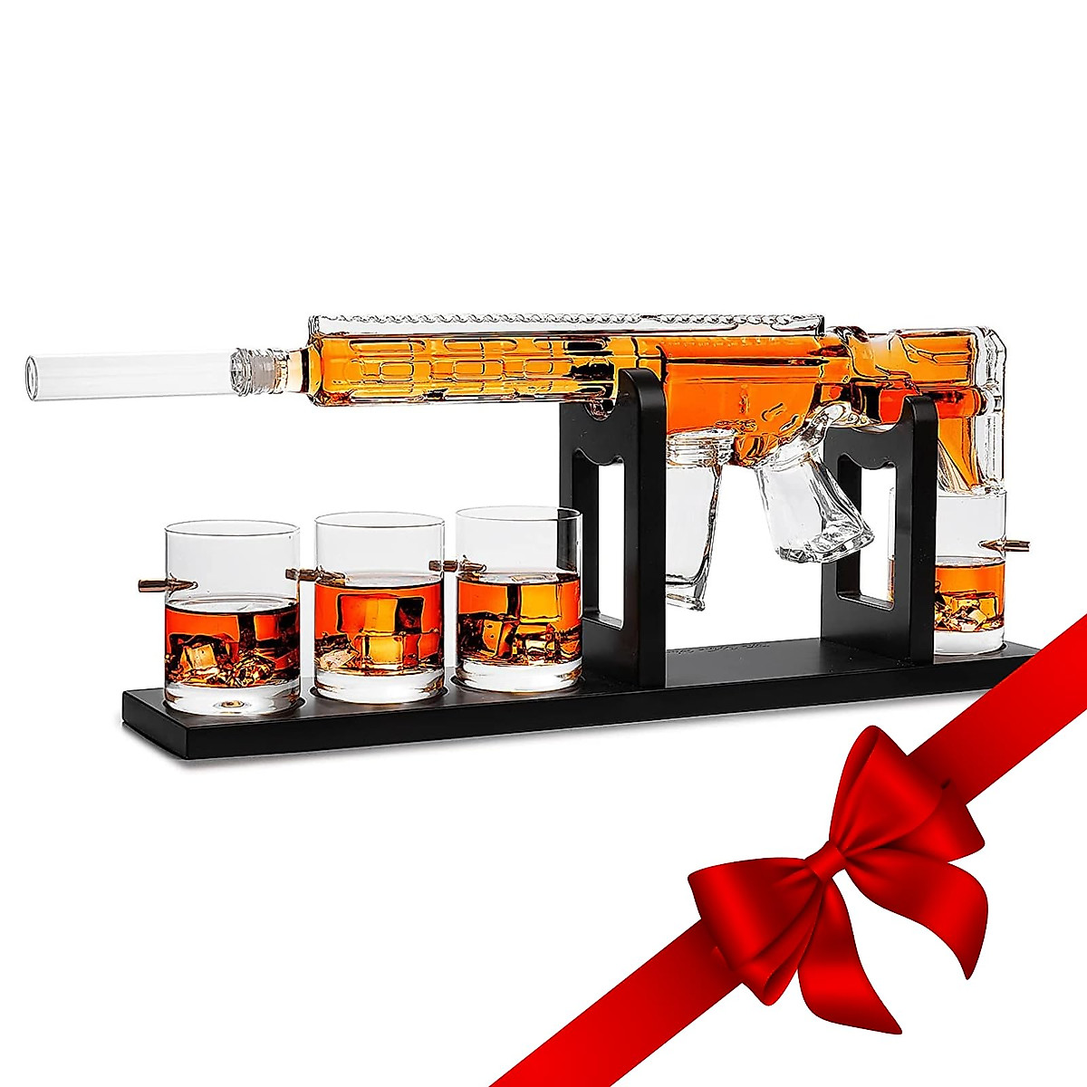 Gifts for Men Dad, Whiskey Decanter Set - Gun AR Limited Edition, Silencer Stopper - 800 ml & 12oz Bullet Glasses - Father Winter Birthday Gift - Drinking Party, Liquor, Vodka Tik Tok Gun Decanter