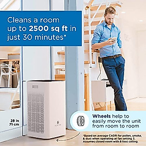 Medify Air MA-112 Air Purifier with H13 True HEPA Filter | 2,500 sq ft Coverage | for Allergens, Wildfire Smoke, Dust, Odors, Pollen, Pet Dander | Quiet 99.7% Removal to 0.1 Microns | White, 1-Pack