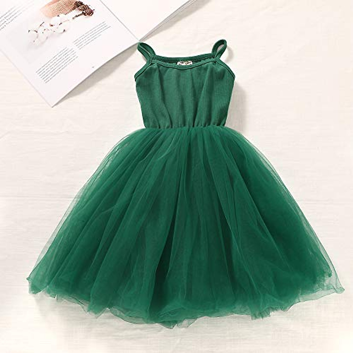 Toddler Dress Baby Girls Tutu Playwear Sleeveless Birthday Party Outfit Infant Tulle Sundress Knee Length 2-3T Green
