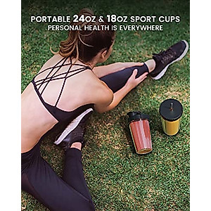 900 Watts Smoothie Blender for Shakes and Smoothies, 12 in 1 Set Bullet Personal Blender with Milk Frother, Germany 3D Stainless Steel 6-Leaves Blades Smoothie Maker, 24oz and 18oz Tritan BPA-Free To-Go Cups