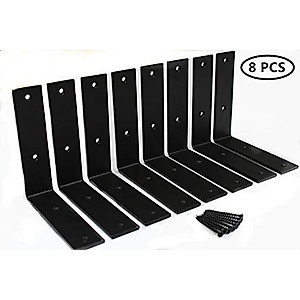 8 PCS L 6" x H 6" x W 1.5", 5mm Thick Heavy Duty Metal Wall Brackets Steel L Bracket for Hanging DIY Storage Or Decorative Shelving - Hang a Bookshelf Or Industrial Shelves - Shelf Supports