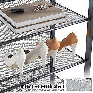 Garden 4 you Shoe Rack 6 Tiers Shoe Storage Organizer,Large Capacity Storage Rack With White Faux Marble Tabletop,Adjustable Metal Shelf Stackable Shoe Shelf For Entryway Hallway Living Room Closet