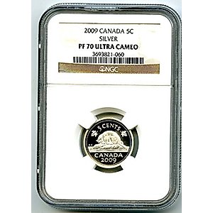 2009 CANADA SILVER PROOF 5 CENT REGISTRY QUALITY NICKEL PF70 NGC UCAM