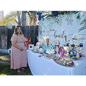 7x5ft We Can Bearly Wait Bear Backdrop Bear Baby Shower Greenery Photographic Background Gender Neutral Watecolor Kids Party Cake Table Decoration Photo Booth Props Supplies