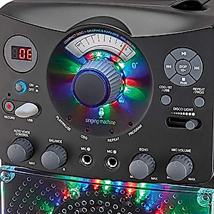 Singing Machine SML385UBK Bluetooth Karaoke System with LED Disco Lights, CD+G, USB, and Microphone, Karaoke Machine for Kids and Adults, Black [Amazon Exclusive]