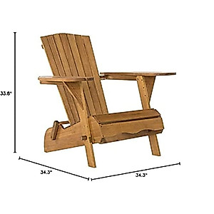Safavieh PAT7034A-SET2 Outdoor Collection Breetel Teak (Set of 2) Adirondack Chair, Natural