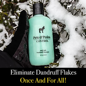 Pete & Pedro CONTROL Extra-Strength Dandruff & Anti-Itch Hair Shampoo - Men & Women | Medicated Treatment, Coal Tar, Peppermint, Tea Tree Oil For Dry Flakes & Itchy Scalp | Shark Tank Featured, 8.5 oz