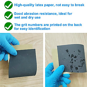 Sandpaper Variety Pack, 20PCS Sand Paper Assorted for Wood Metal Sanding, Wet Dry Sandpaper Sheets 120/240/320/400/600/800/1200/1500/2000/3000 Grits, 9 x 3.6 Inch