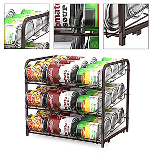 Vrisa Can Organizer for Pantry 2 Pack Stackable Can Rack Organizer Holde up to 72 Cans Canned Good Dispenser for Pantry, Kitchen, Cabinet, Small Spaces White 3-Tier