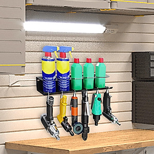 Fepinc 2 Pack 5 Hole Spray Can Organizer Can Holder, 17in Metal Spray Can Holder Rack Wall Mount Tool Shelf Organizer for Workshop, Shed, Garage, Home (2)