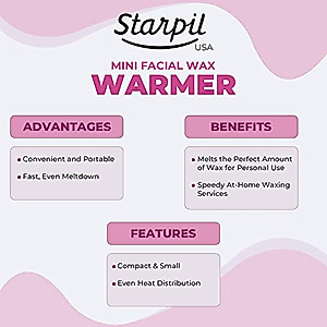 Starpil Wax Machine - Mini Wax Warmer for Hair Removal 4oz / 125g – Best for Hard Wax Beads – Use for Hair Removal – Adjustable Temperature Wax Pot for Facial Hair