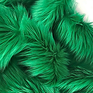 Bianna Emerald Kelly Green Faux Fur Fabric, by The Yard, American Seller, Luxury Shag Shaggy Material for Crafting, Sewing, Costumes, Fursuits, Home Decor (12x12 inches)