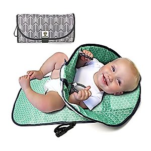 SnoofyBee - Portable Baby Changing Station: Compact, Clean-Hands Design with Dual Storage Pockets - Waterproof & Stylish (Grey Arrow)