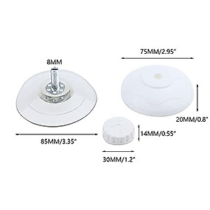 Coshar 4 Pack M8 Screw Nut Suction Cup with Cap Nut 3.35" Suction Cup for Cat, Bathroom, Kitchen, White