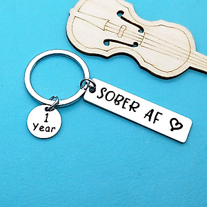 Xiahuyu Sobriety Gift Sobriety Keychain 1 Year Sobriety Anniversary Keychain Addiction Recovery Gift AA Gift NA Gift Sober AF Gift AA Recovery Sobriety Gifts for Men Women