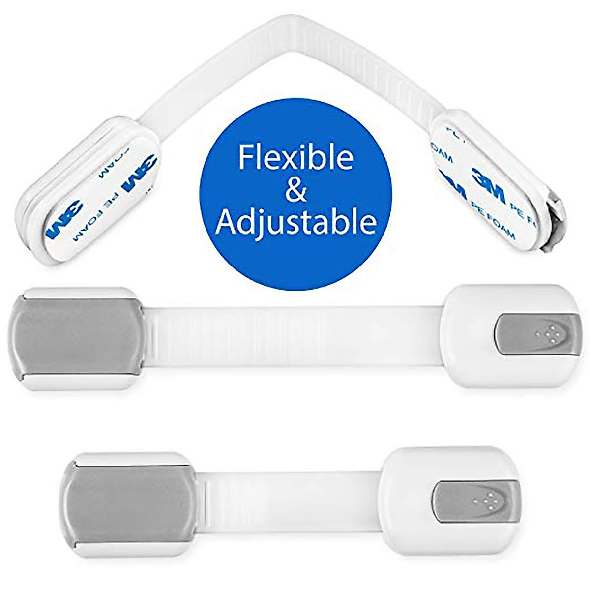 4-Pack Child Safety Cabinet Locks | No Tools | Baby & Child Proof Drawers, Cabinets, Oven, Toilet Seat, and More | Multi-Purpose Use | No Drilling Needed | Super Strong Adhesive (4 Pack Grey)