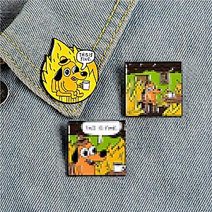 THIS IS FINE Enamel Pin Custom Cartoon Dog Brooch Lapel Pin Shirt Bag Funny Animal Badge Jewelry Gift Fans Friends-1PC