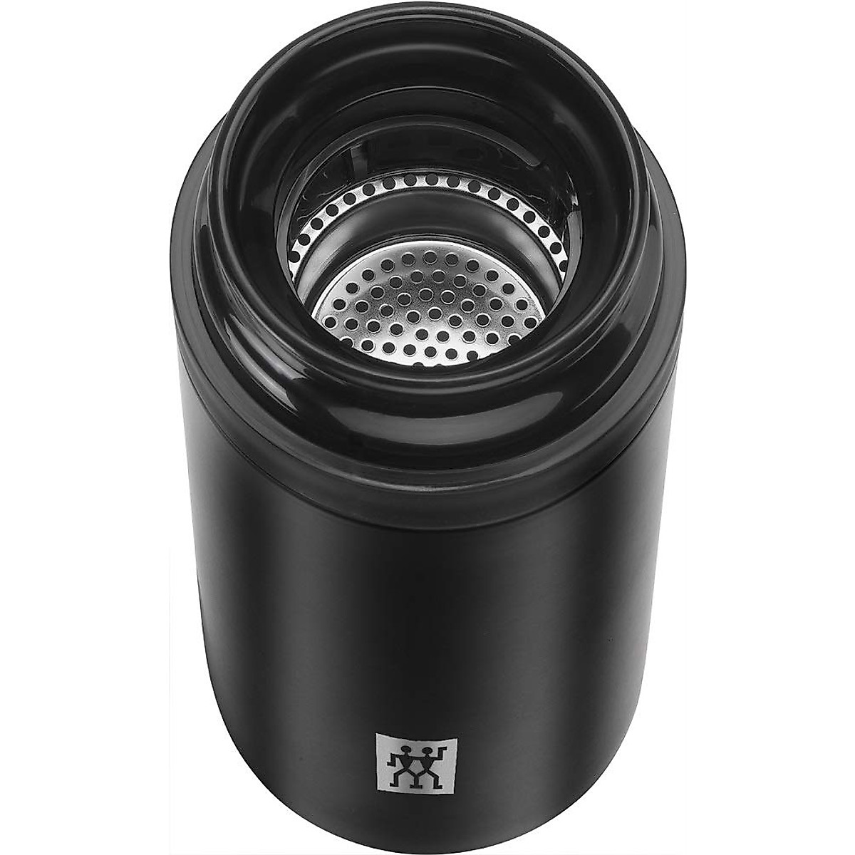 Zwilling Thermo Thermos Flask, Integrated Filter Insert, Vacuum Flask for Tea & Infused Water, Double Wall Insulation, 420 ml, Height: 17,2 cm, Black