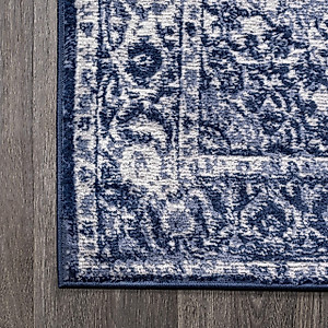 JONATHAN Y MDP403A-5 Rosalia Cottage Medallion Indoor Area -Rug Vintage Bohemian Easy -Cleaning Bedroom Kitchen Living Room Non Shedding, 5 ft x 8 ft, Navy