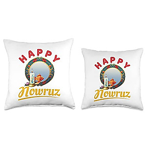 Happy Norooz Nowruz Gifts and Apparel Happy Nowruz Mubarak Goldfish Mirror Candle Persian New Year Throw Pillow, 16x16, Multicolor