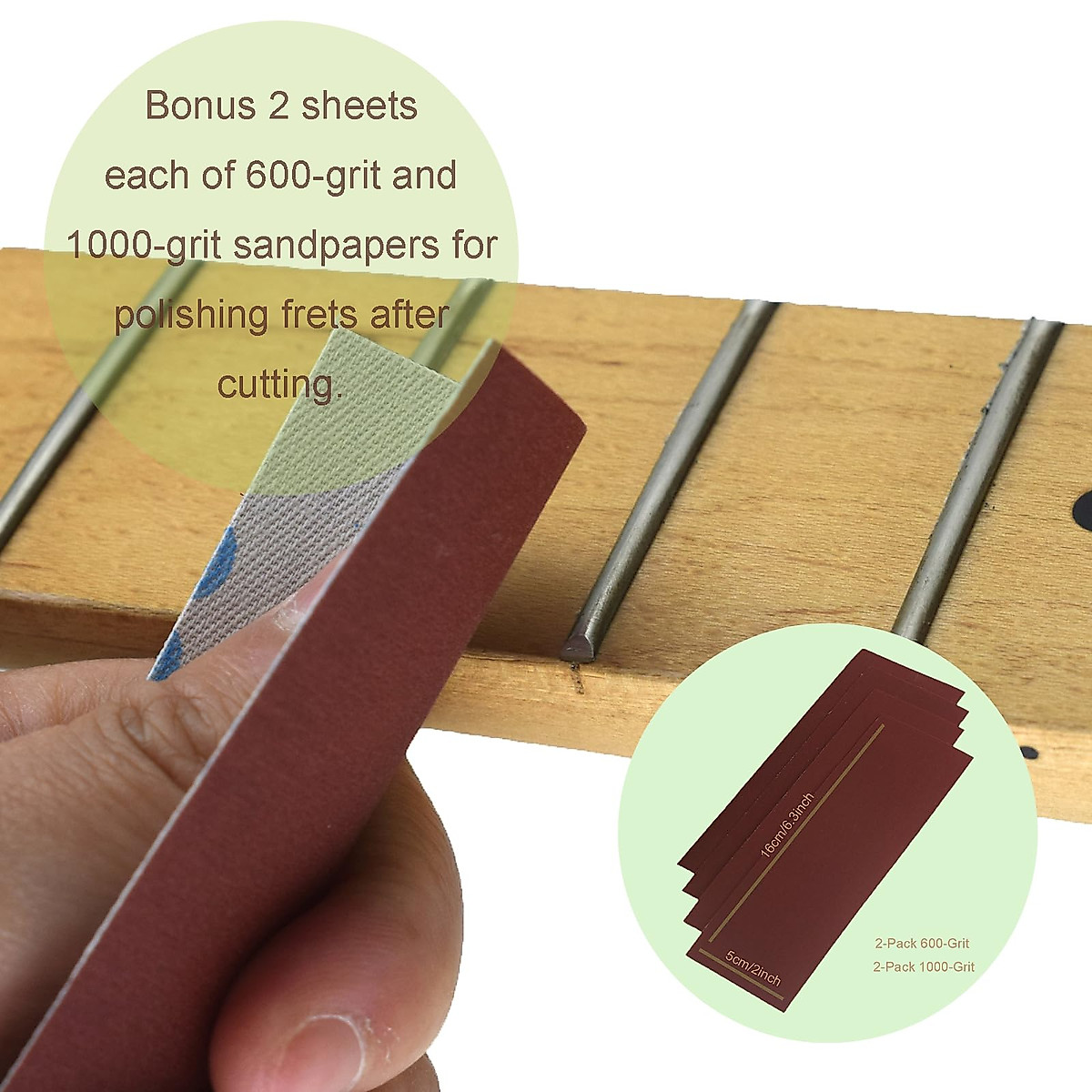 iLuiz 35/90 Degree Fret End Beveling File 2 in 1 Guitar Bass Fret End Dressing Fret Crowning End Bevel File Luthier Tools With 600 1000 Grit Sandpaper