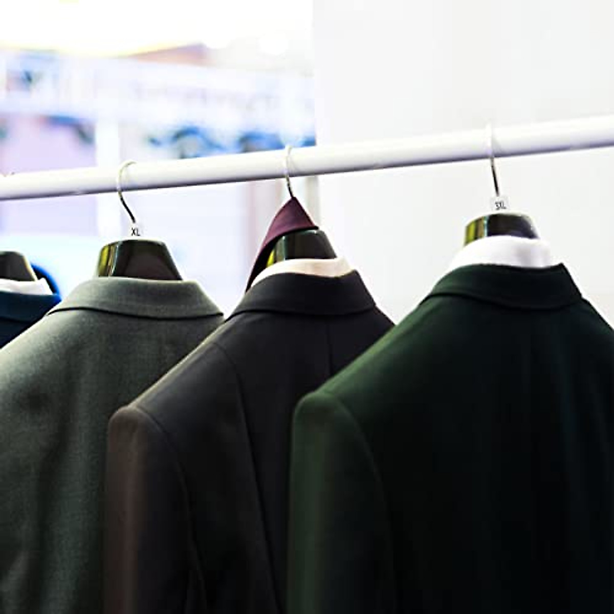 Balacoo Clothes Hanger Size Markers, 100Pcs Garment Size Markers Kit for Retail, at Home Hangers, Closet Organization 10 Size White 1X1CM