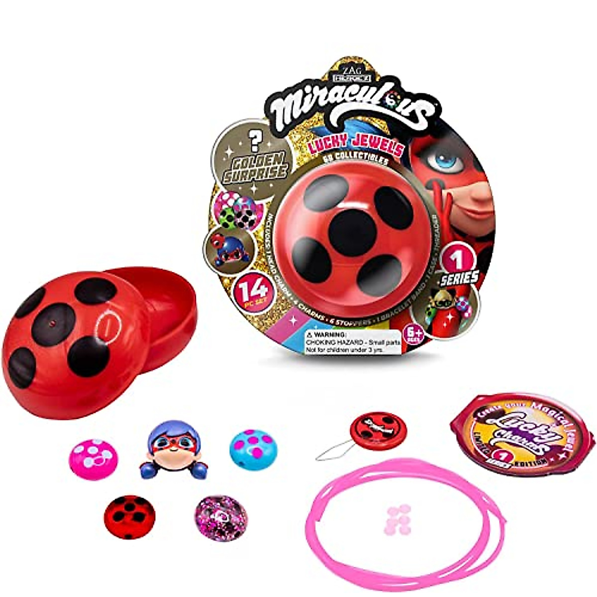 UPD Miraculous Ladybug Lucky Jewels Charm Bracelet, Necklace, Dangle & More! (Blind Box) - Collect All 68 Gems!