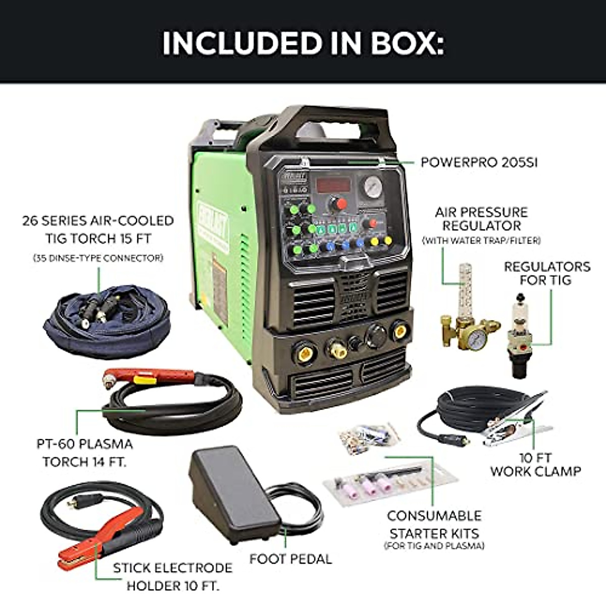 2021 Everlast PowerPro 205Si 200a AC DC TIG 50a Plasma Cutter Multi Process Welder PP205si