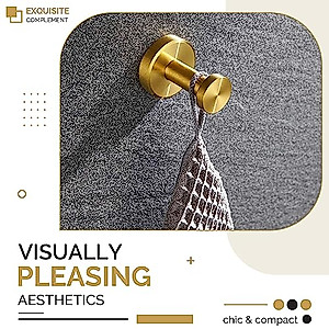 Angle Simple Towel Hook Brushed Gold 2 PCS, SUS304 Stainless Steel Hand Towel Holder, Bathroom Towel Hanger, Robe Hook for Wall