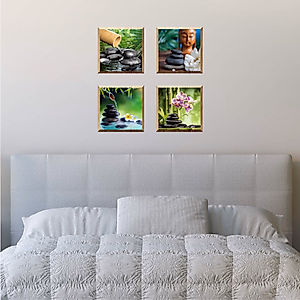 3D-Mirage 4 PC Pack Art Magic Peel and Stick 3D Vinyl Removable Wall Sticker Decals DIY Sticky Backsplash, Zen Garden Stone 4008-MI