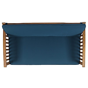 Merax Outdoor Acacia Wood Loveseat, Modern 2 seat Sofa for Backyard & Patio, Brown & Teal