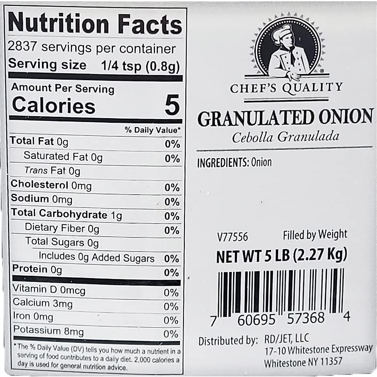 Chef's Quality Granulated Onion 5lb