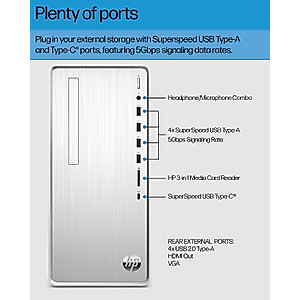 HP 2023 Newest Pavilion Desktop PC, AMD Ryzen 7 5700G (8 cores), 16GB RAM, 1TB SSD, AMD Radeon Graphics, Wi-Fi, Bluetooth, Keyboard and Mouse Combo, 9 USB Ports, Windows 11 Home, Silver