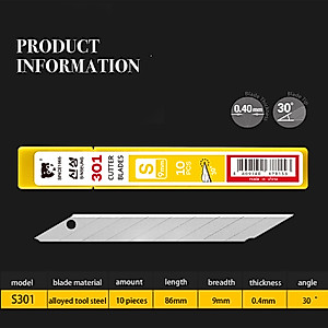 Parnios 9mm Snap Off Blades, Utility Knife Retractable Blades, 30 Degree Snap Off Carbon Steel Blades for Retractable Cutting Knives, Art Knife Replacement Blades Snap-Off Blades 100PCS