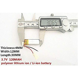 2PCS 401230 3.7V 120mAh Polymer Lipo Battery with PCM Rechargeable