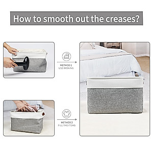 Bagnizer Fabric Storage Bin with Lids 14.6 x 9.5 x 9.5” [4 pack] + Linen Storage Basket 15 x 11 x 9.5” [3 pack] (White&Grey)